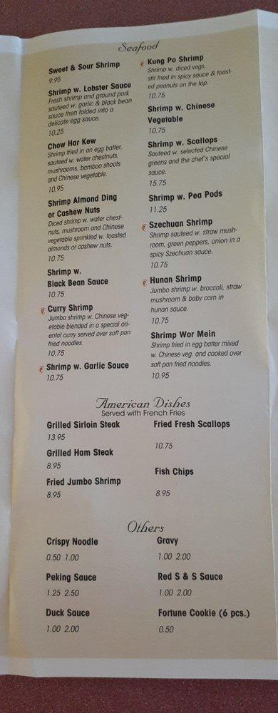 Menu at Dragon Villa restaurant, Lincoln