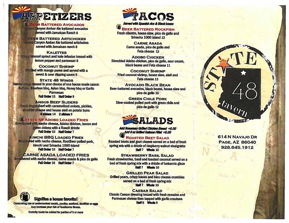 Carta del pub y bar State 48 Tavern, Page