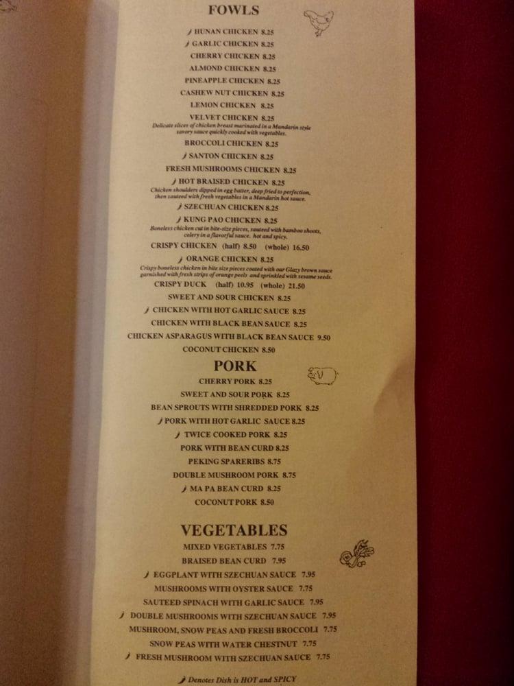 Menu at Wah Shine restaurant, Vacaville