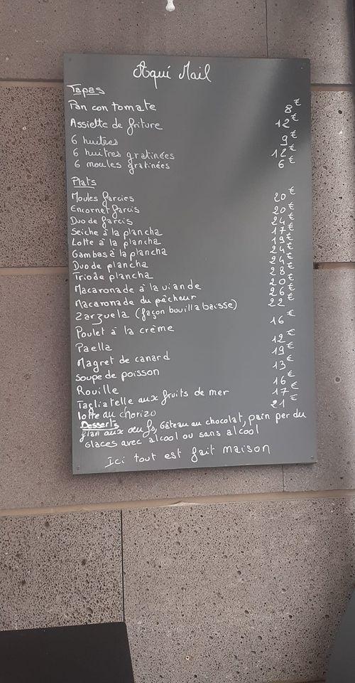 Menu at Aqui Mail restaurant, Agde