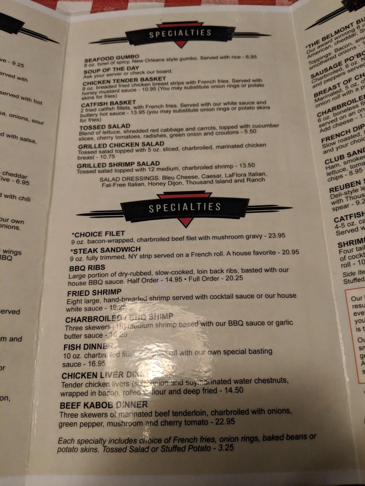 Menu at Belmont Grill pub & bar, Memphis, Poplar Ave