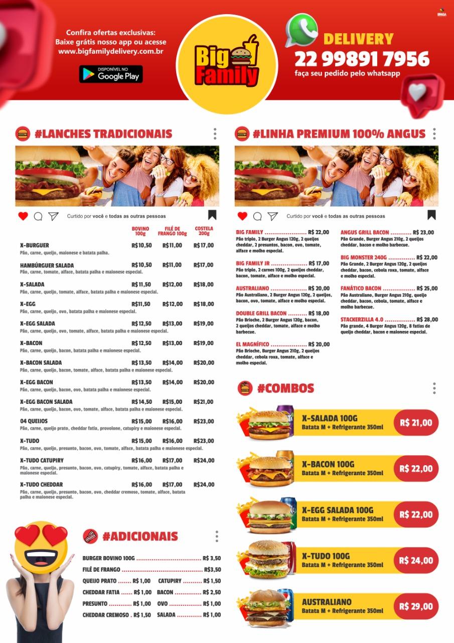 Menu at Big Family Delivery restaurant, Campos