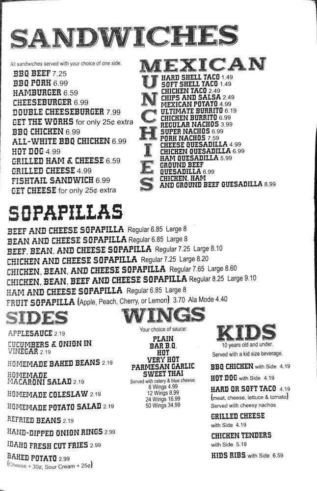 Menu at Bill's Real Pit BBQ, North Zanesville