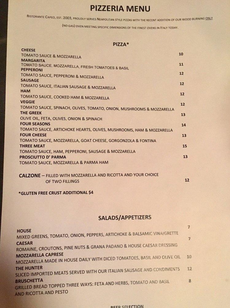 Menu at Capeo pub & bar, North Little Rock