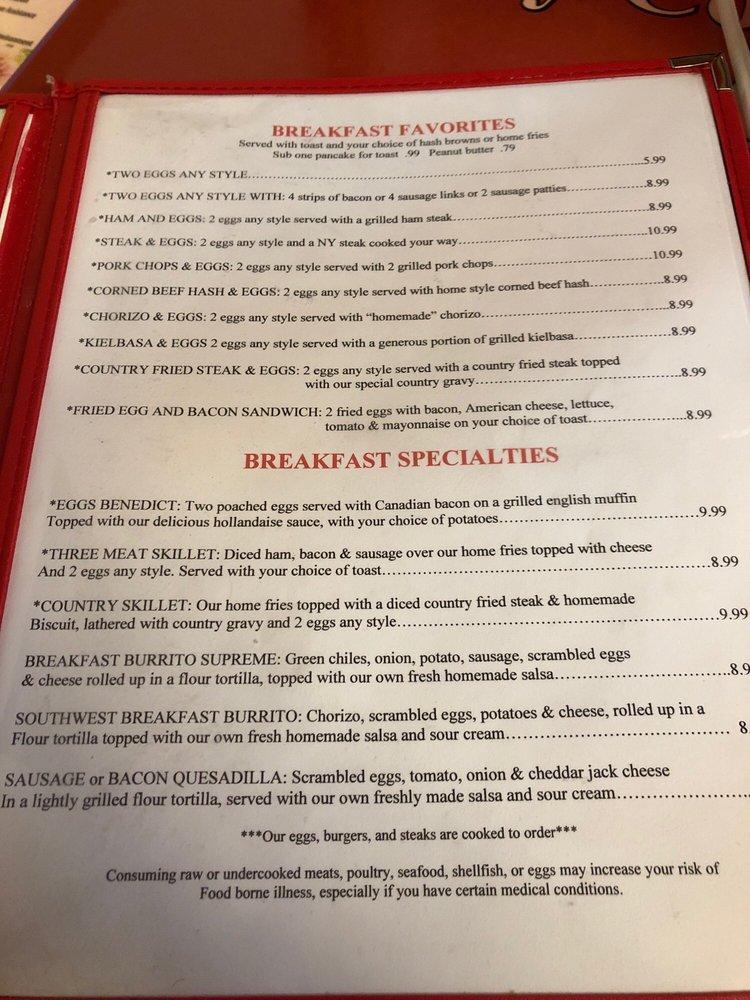 Menu at Cozy Corner Cafe, Mesa, E McKellips Rd #102