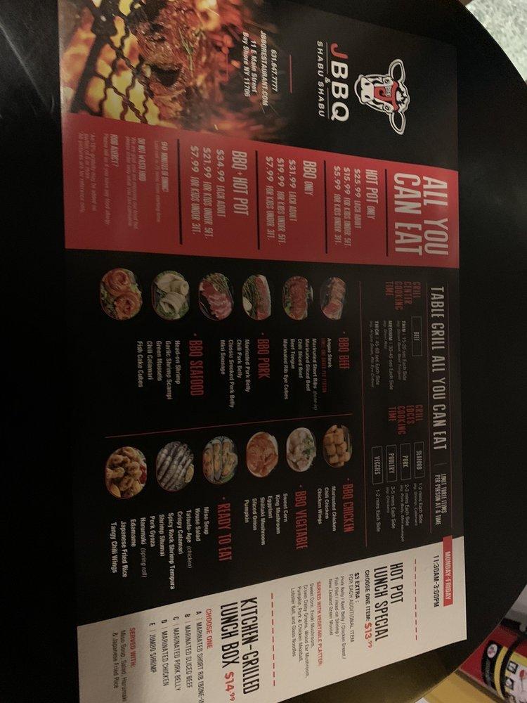 Menu at JBBQ & Shabu Shabu, Bay Shore
