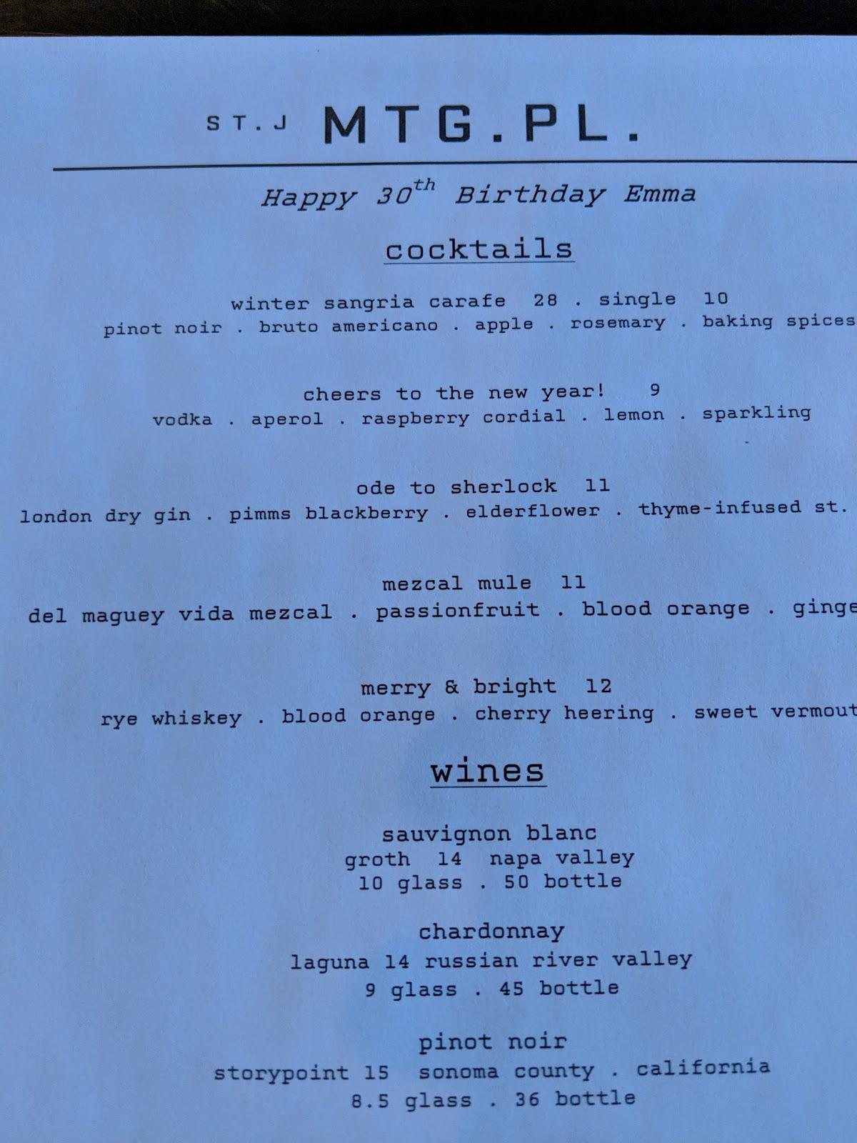 Menu at Meeting Place restaurant, Chattanooga