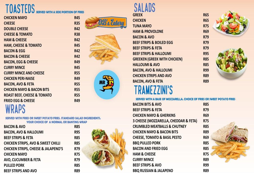 Menu at OBs Eatery Edenvale (Harmelia) restaurant, Edenvale