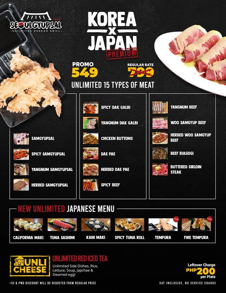 Menu at Seoulgyupsal Shaw restaurant, Mandaluyong