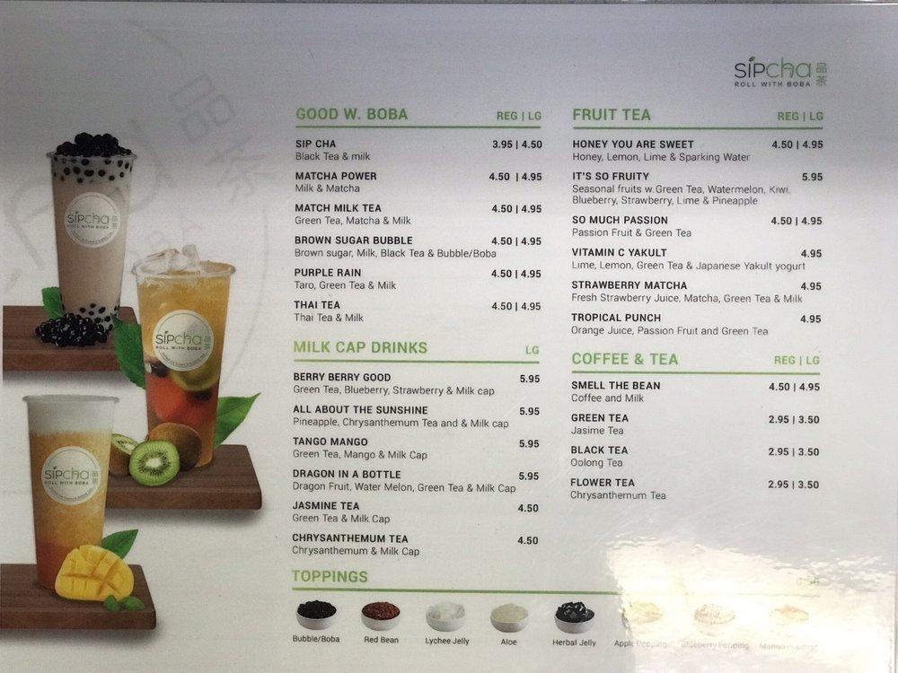 Menu at SipCha restaurant, Apex