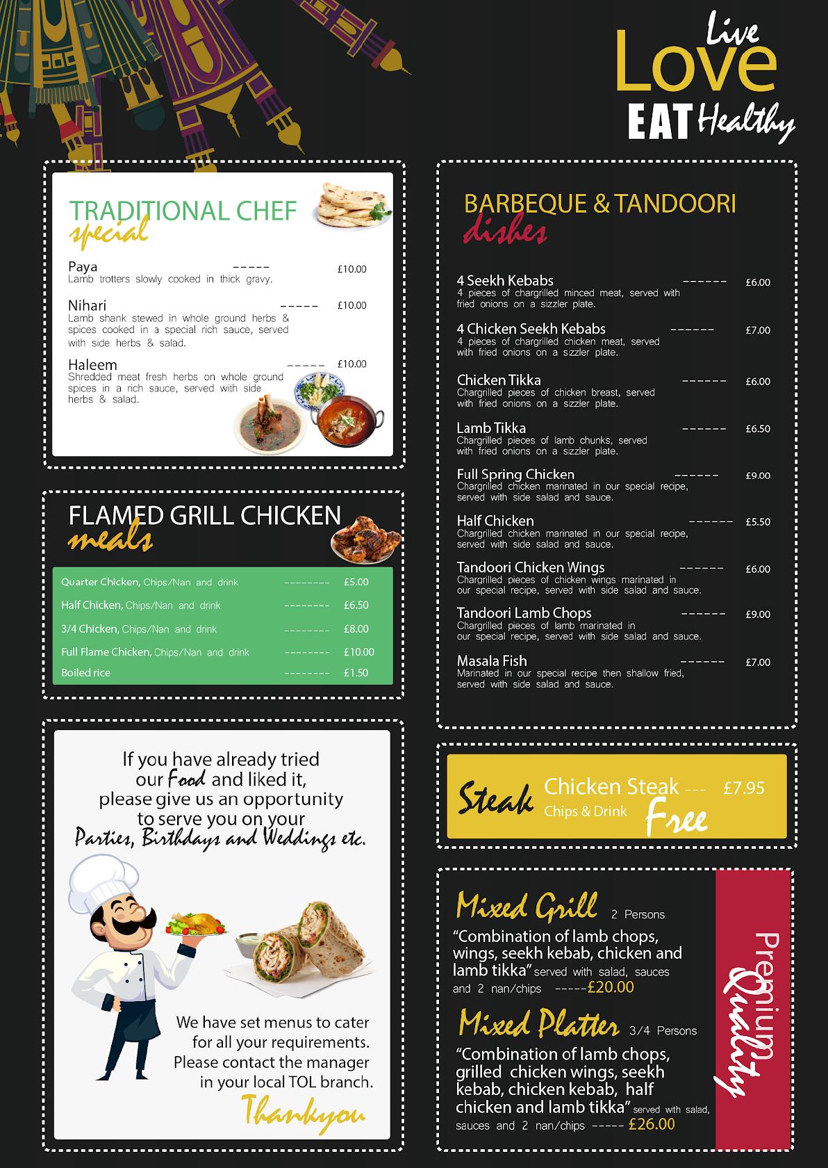 Menu at Taste of Lahore restaurant, Watford, 170 High St