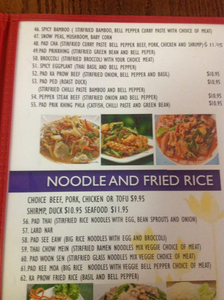 Menu at Tham Rab Thai Restaurant, Killeen