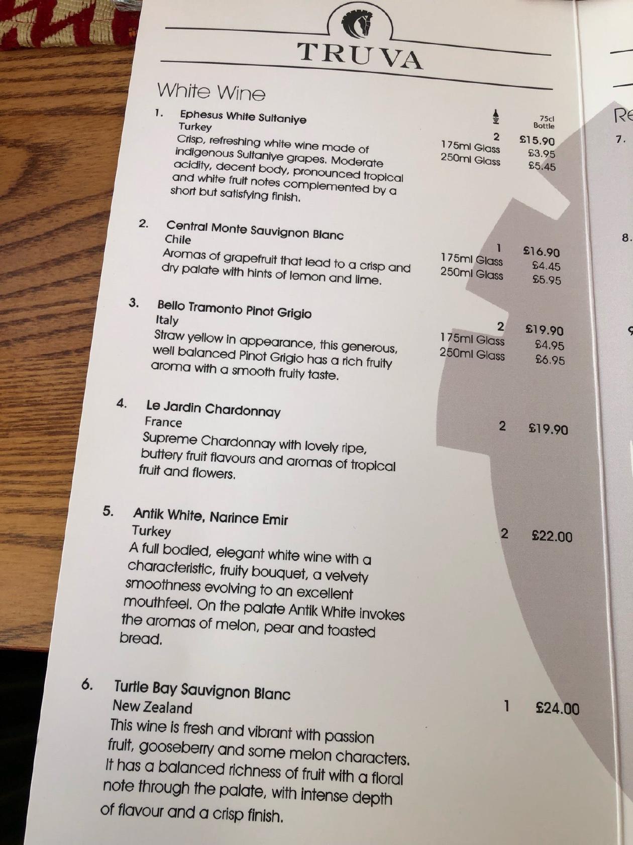 Menu at Truva Lounge Cocktail Bar, Towcester
