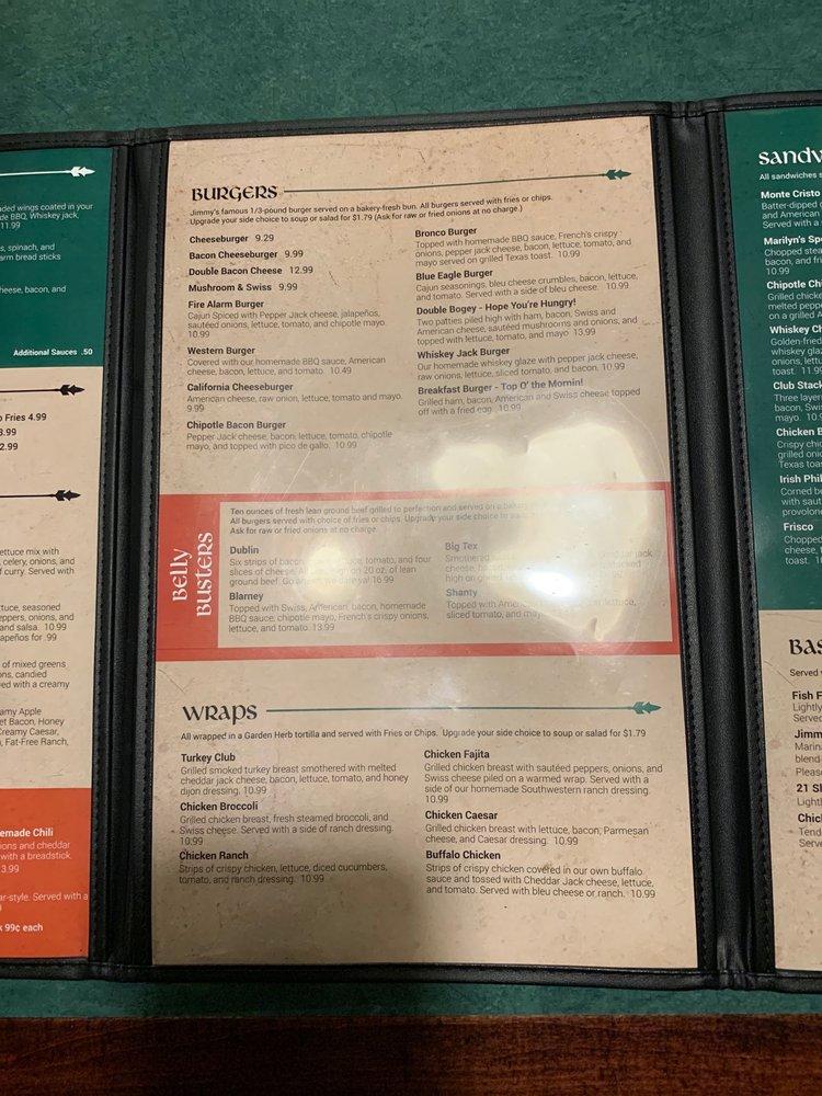 Menu at Jimmy's Pour House pub & bar, Sauk Rapids