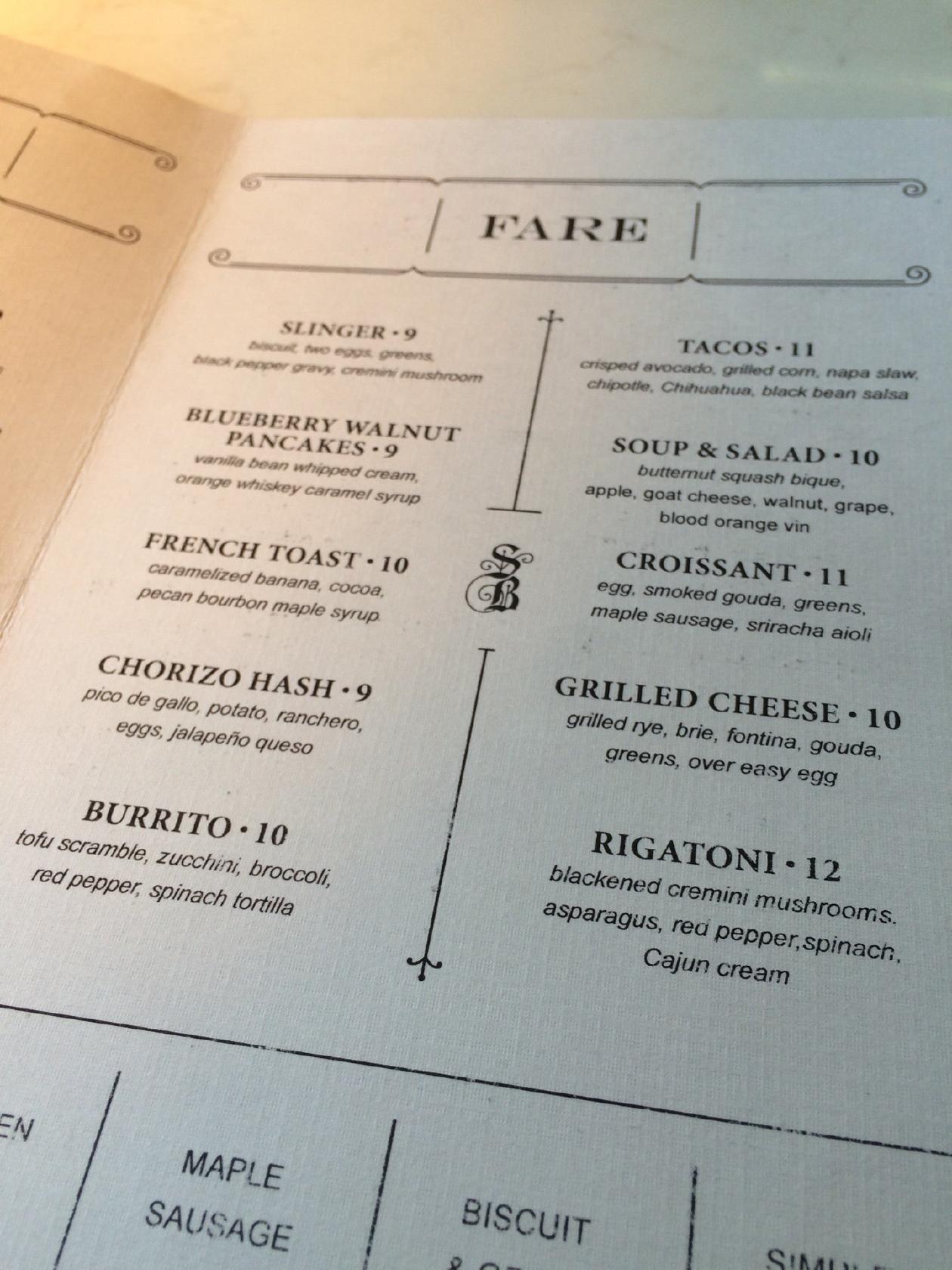 Menu at Small Batch Whiskey & Fare pub & bar, St. Louis