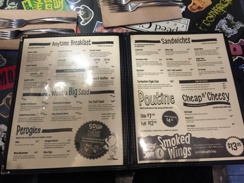 Menu at The Early Bird restaurant, London