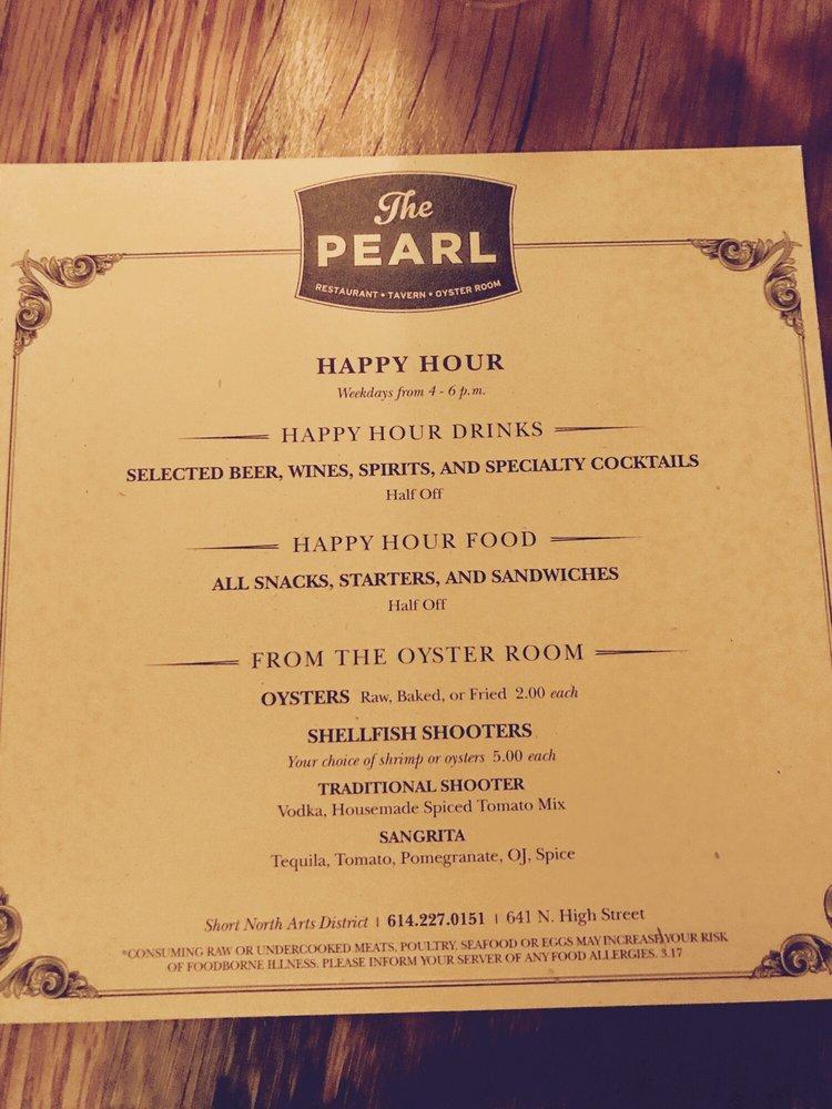 Menu at The Pearl restaurant, Columbus, 641 N High St