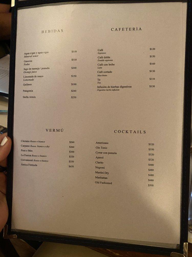 Carta del pub y bar El Preferido del Palermo, Buenos Aires