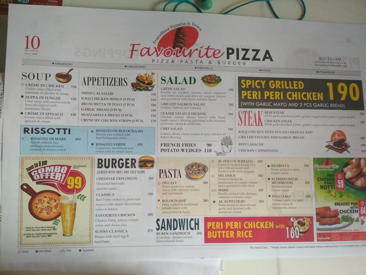 Menu at Favourite Pizza, Ettumanoor