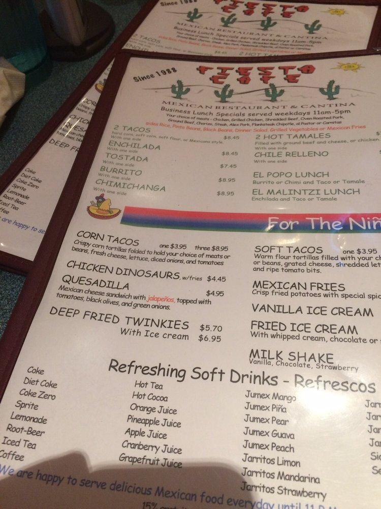 Menu at Fiesta Cafe, Champaign, 216 S 1st St