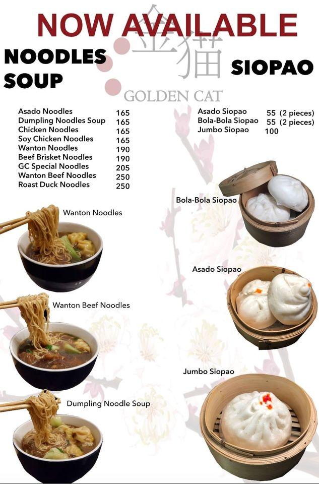 Menu at Golden Cat restaurant, Sorsogon City