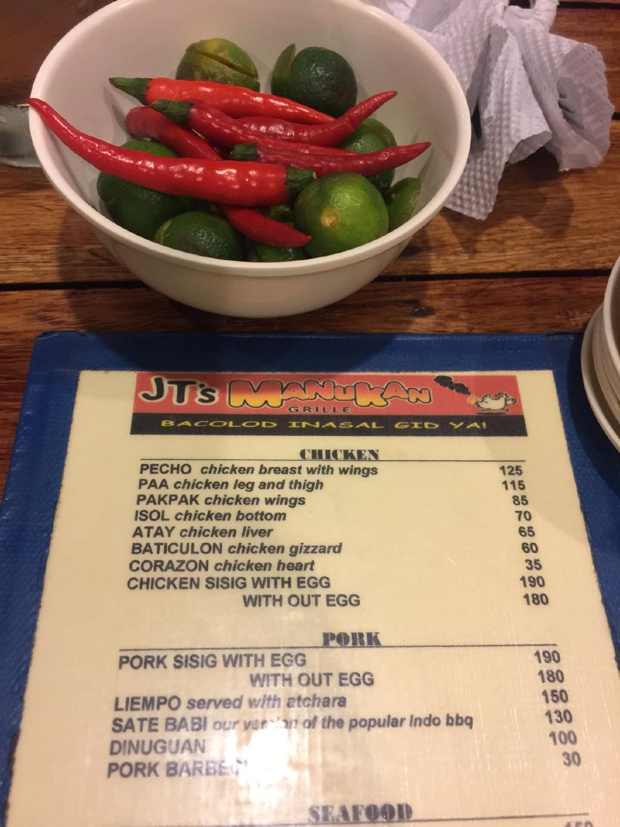 Menu at JT's Manukan Grille BGC BBQ, Taguig, MC Home Depot-F&B Bldg ...