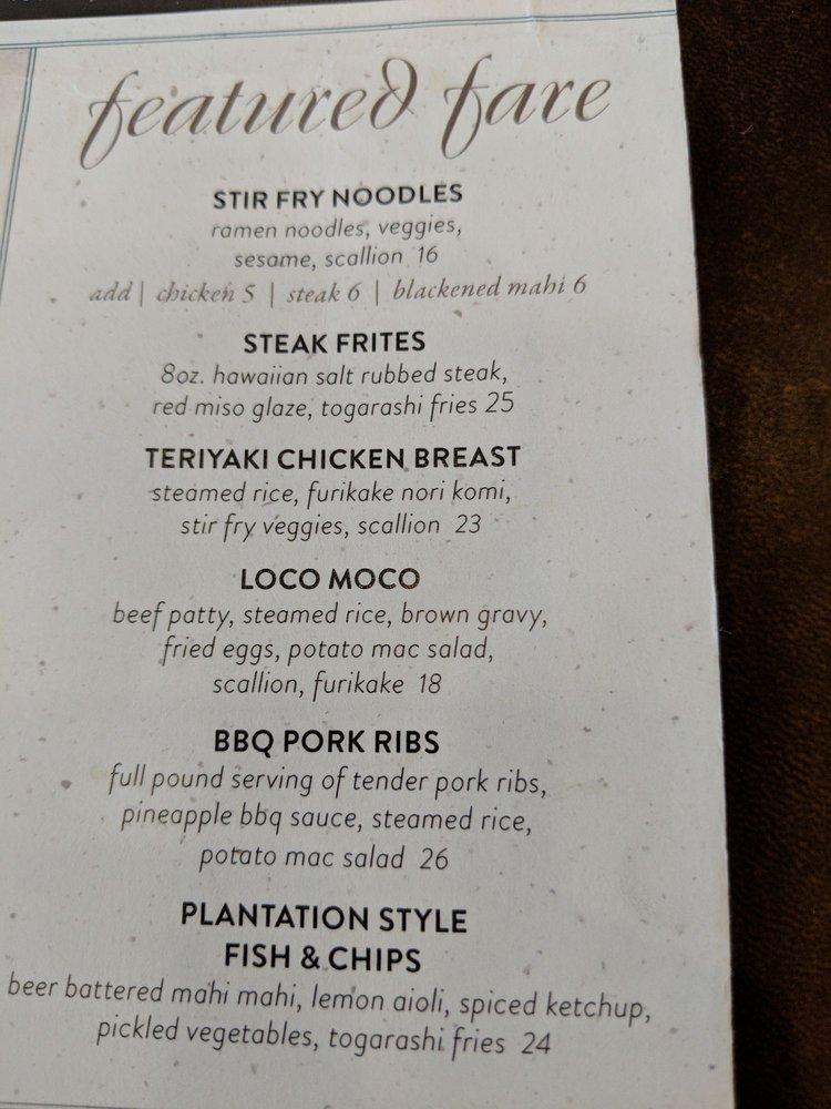 Menu at Makai Plantation restaurant, Honolulu, 300 Rodgers Blvd