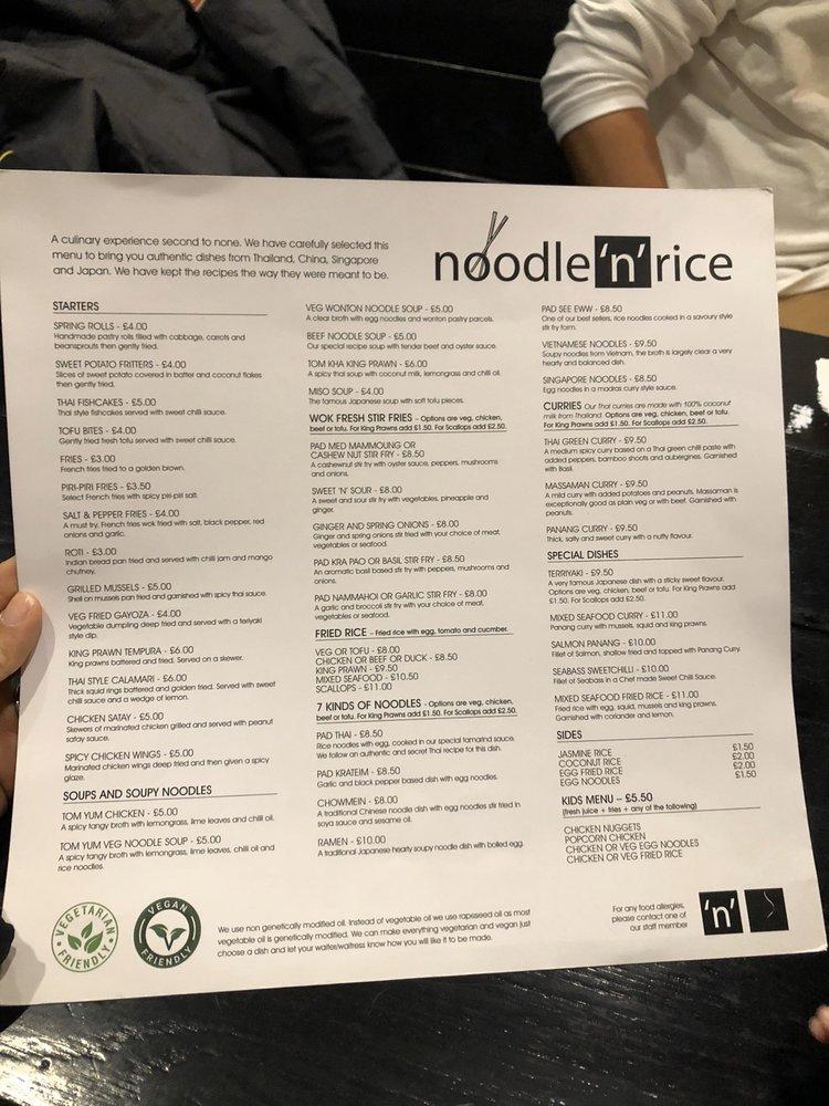 Menu at Noodle And Rice fast food, Paisley