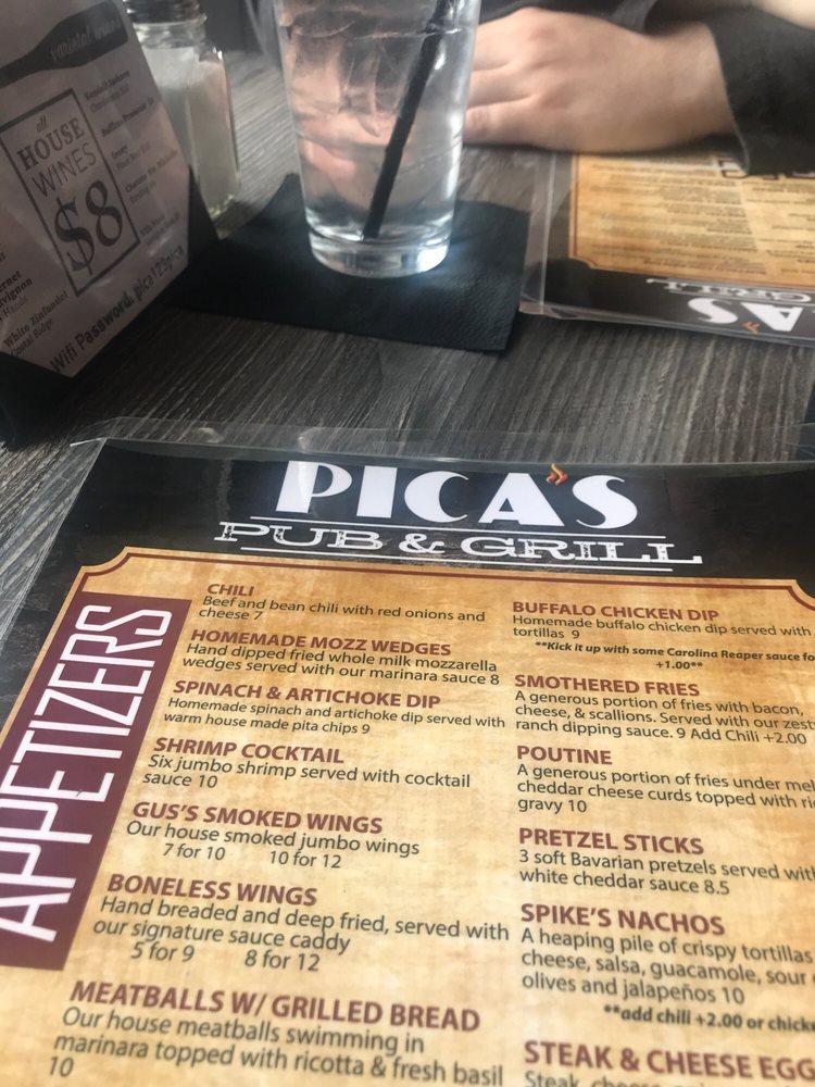 Menu at Pica's Pub and Grill, Methuen