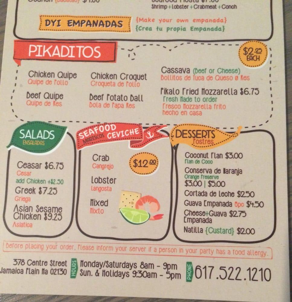 Menu at Pikalo JP restaurant, Boston, 360 Centre St