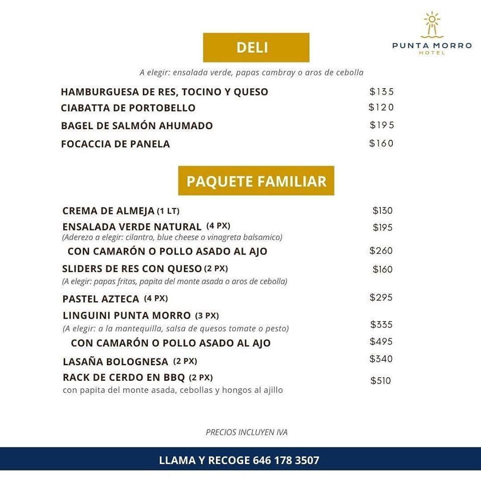 Menu at El Restaurante en Punta Morro, Ensenada