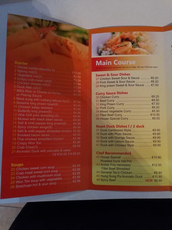 Menu at Royal Court Chinese Restaurant, Ennis, Limerick Rd