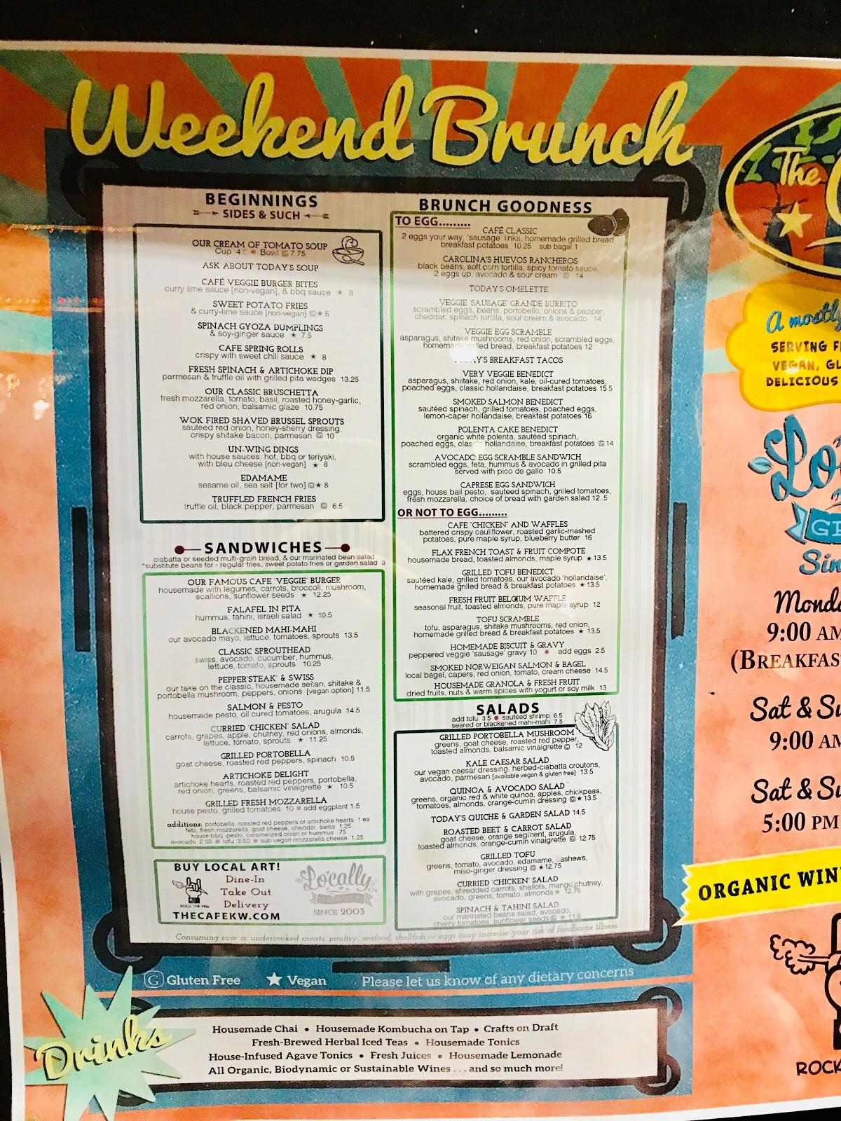 Menu at The Cafe, Key West, 509 Southard St #6835