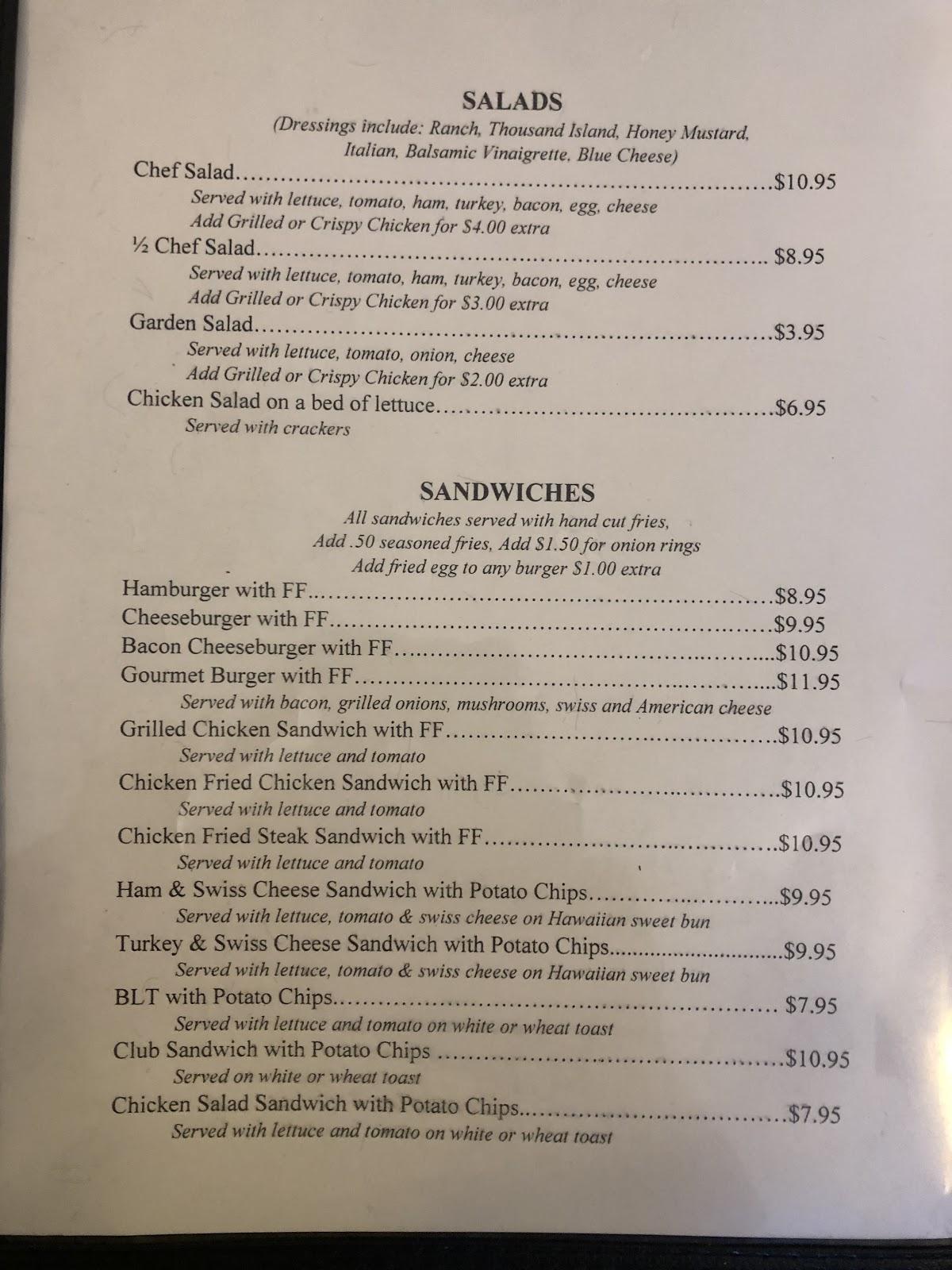 Menu at The County Seat Country Cooking Cafe, Linden