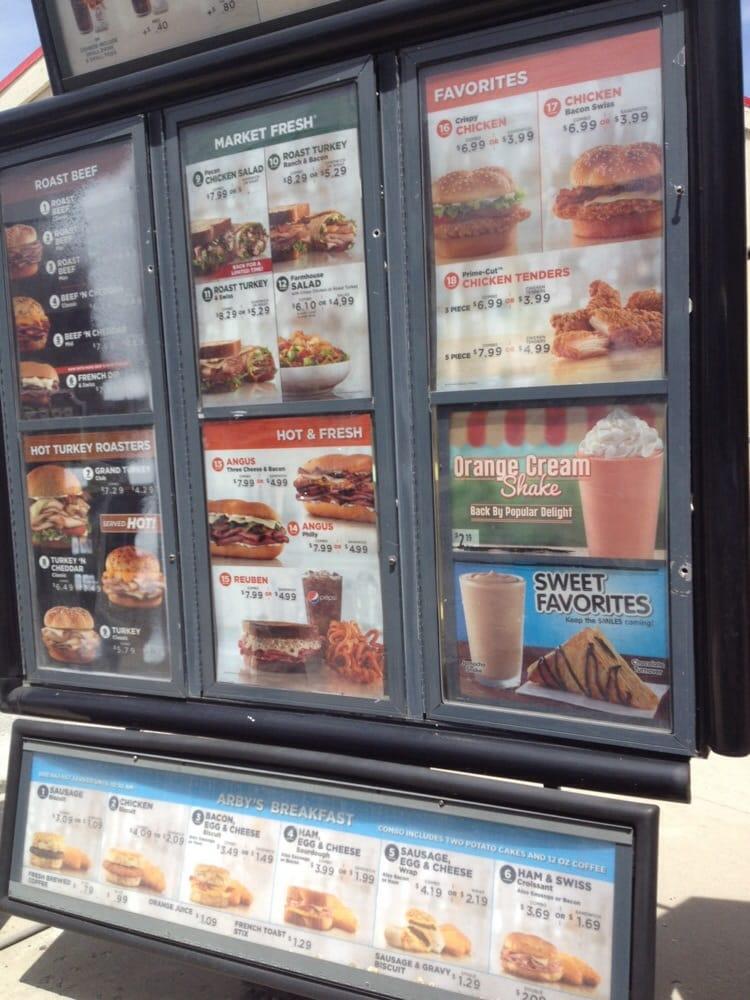 Menu at Arby's fast food, Bountiful, S Main St
