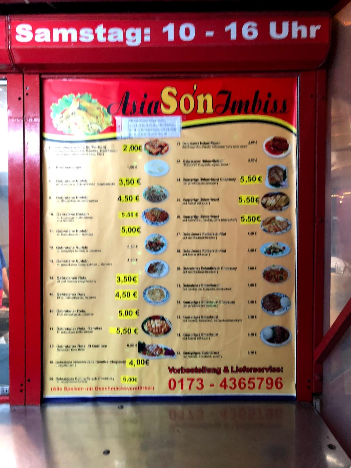 Speisekarte von Asia Son Imbiss restaurant, Magdeburg