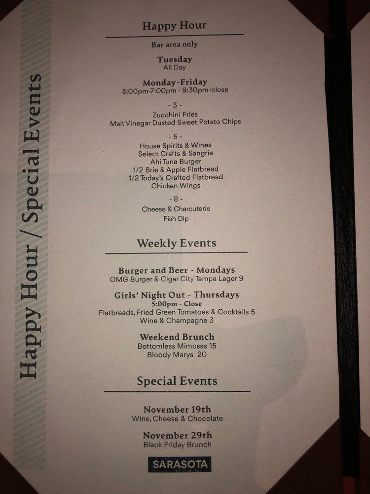 Menu at Boca pub & bar, Sarasota