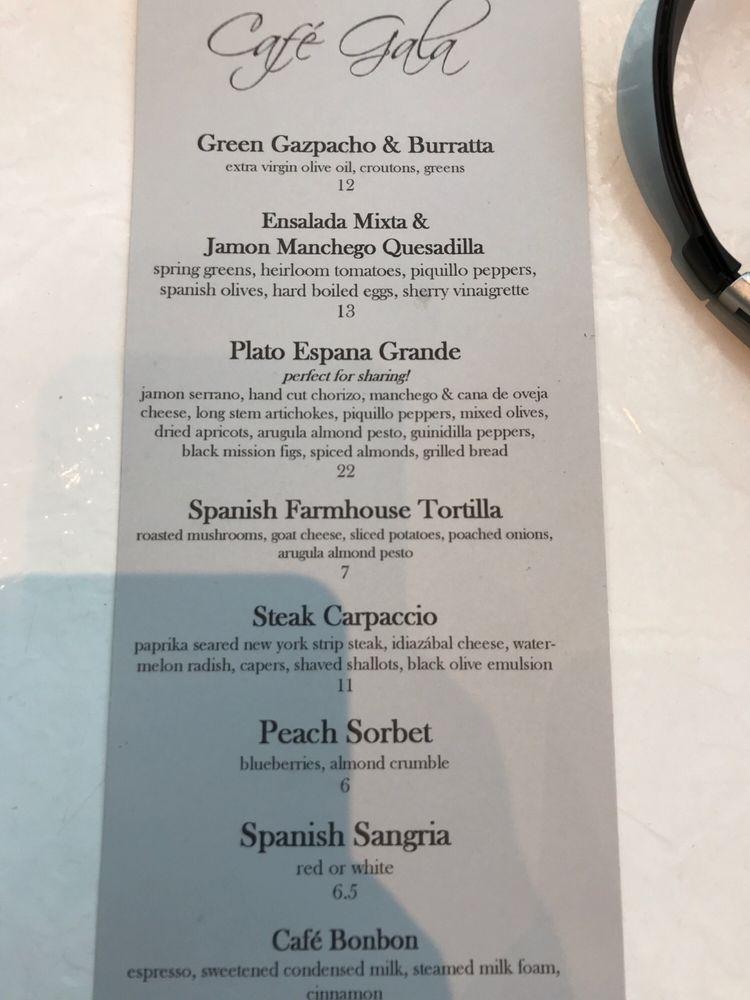 Menu at Cafe Gala, Saint Petersburg