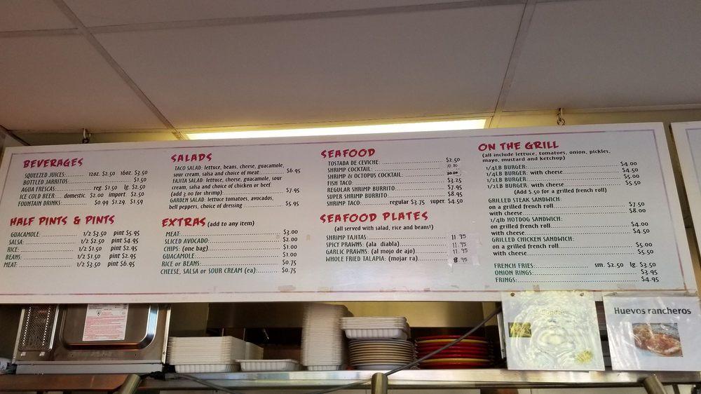 Menu at Chunky's Taqueria & Grill restaurant, Petaluma