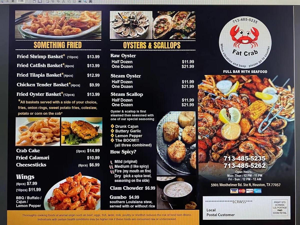 Carta del restaurante Fat Crab, Houston