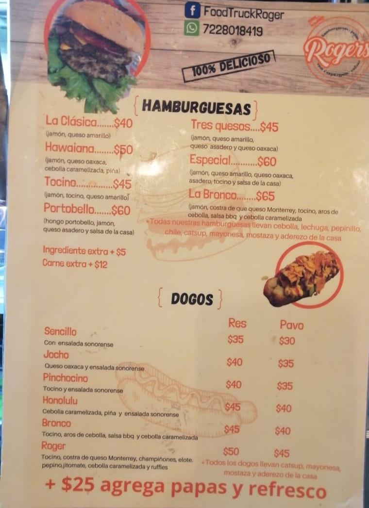Menu at Food Truck Roger restaurant, Ixtapan de la Sal