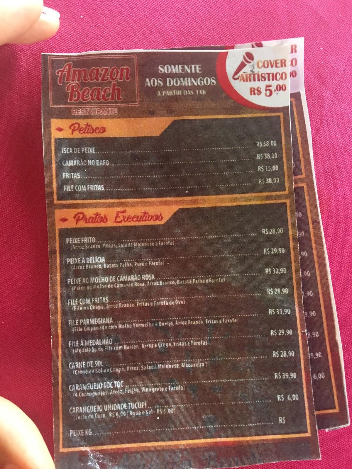 Menu em Restaurante Amazon Beach, Santana