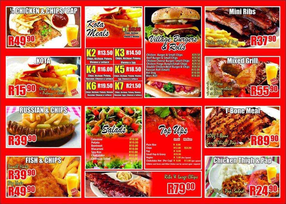 Speisekarte von Village Chicken restaurant, Mokopane
