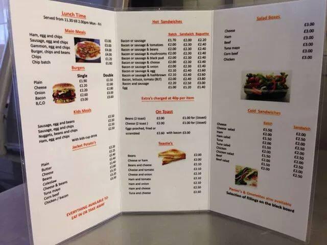 Menu at cafe crescent, Coventry