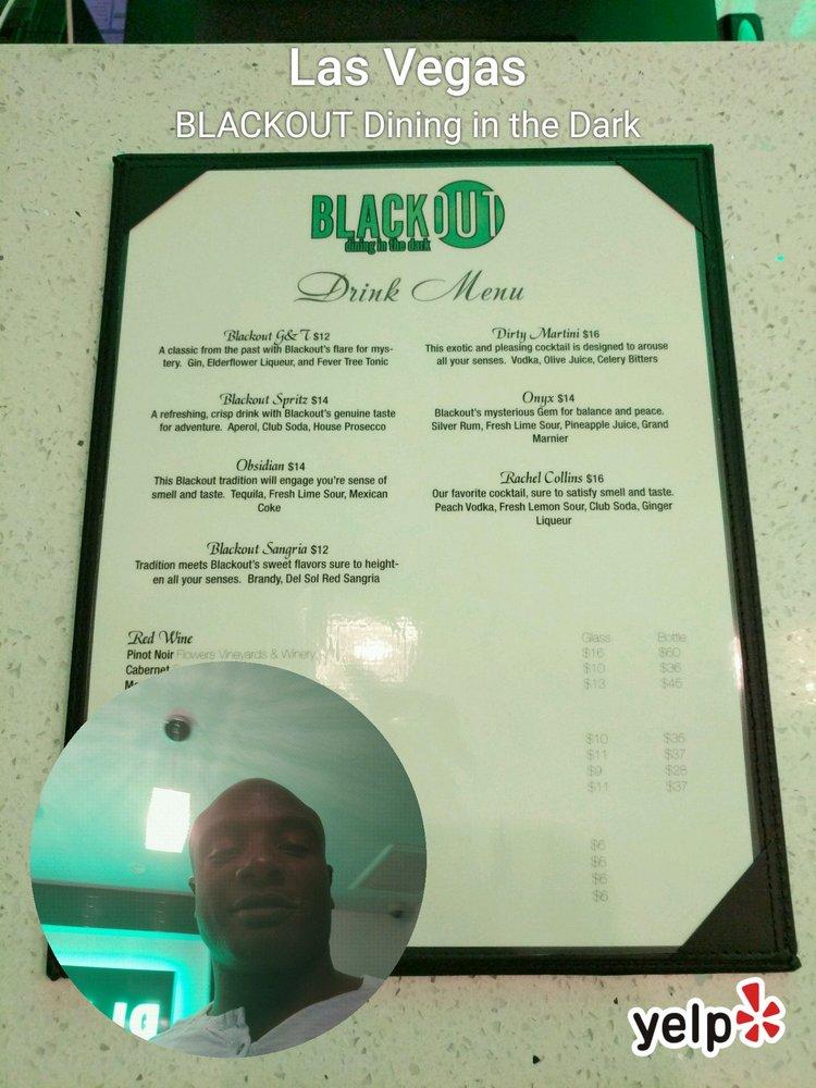 Menu at BLACKOUT Dining in the Dark restaurant, Las Vegas