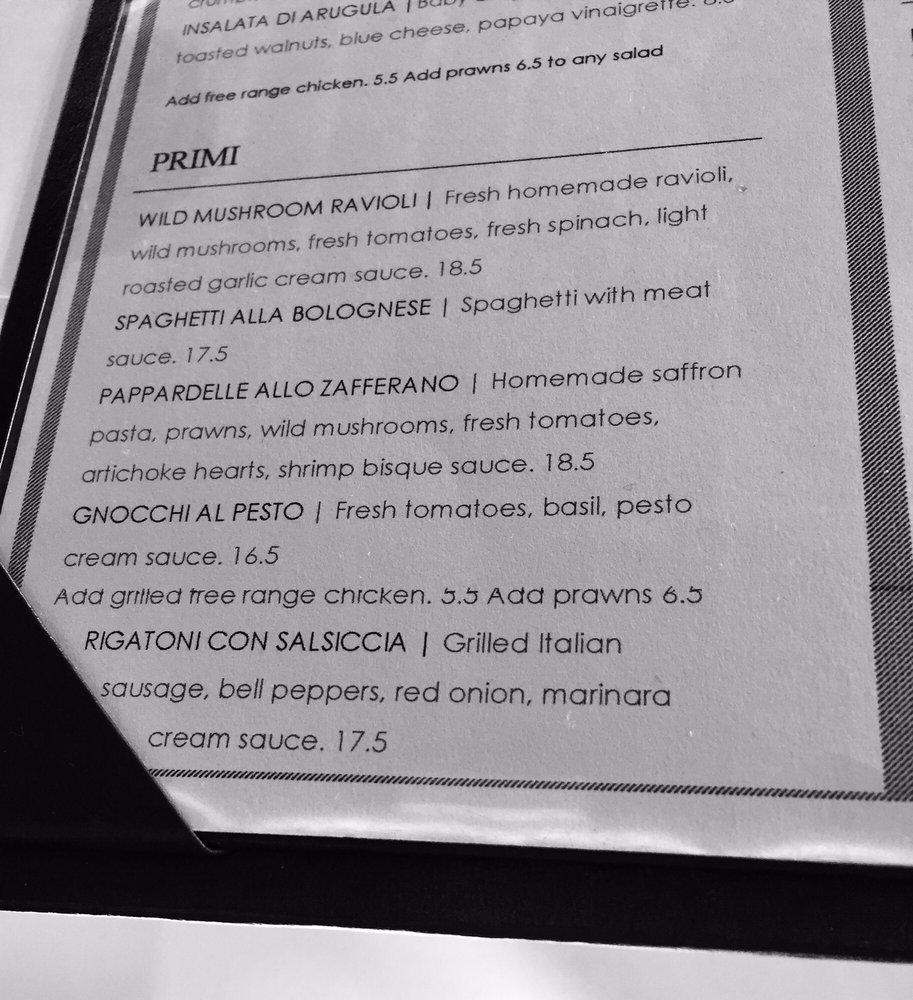 Menu at Bella Siena pub & bar, Benicia
