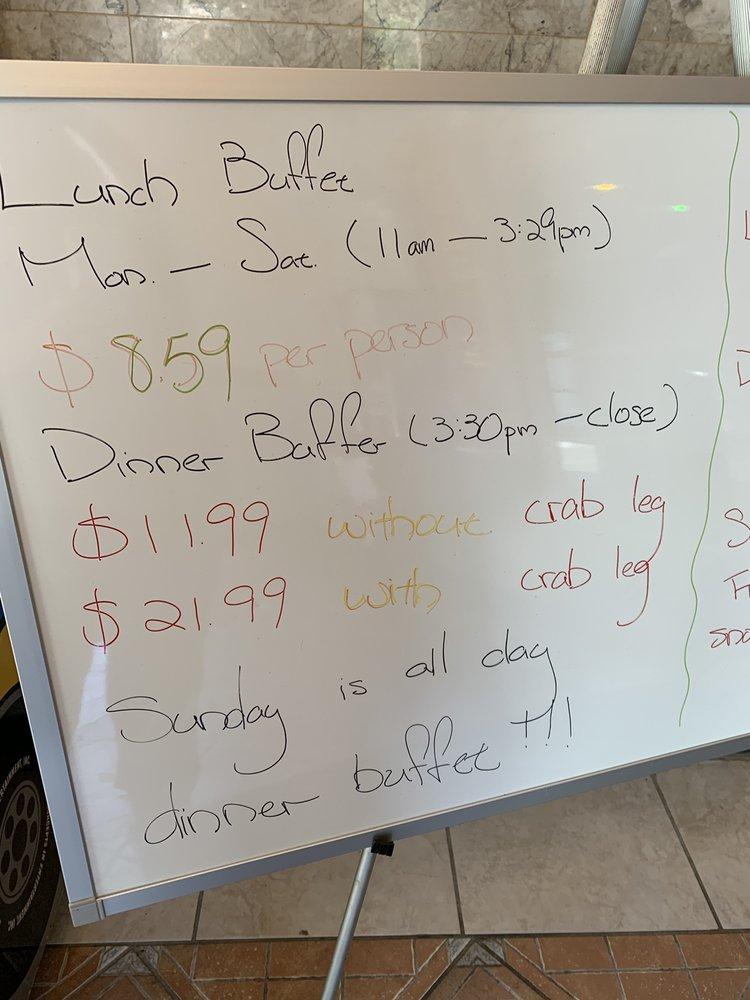 Menu at Dragon City Buffet restaurant, Daphne, US-98