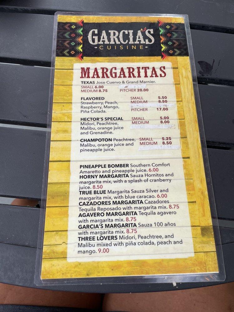 Menu at Garcia's Cuisine restaurant, Fountain Inn