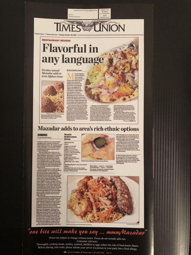 Menu at Mazadar Mediterranean Kitchen restaurant, Albany