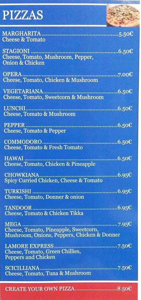 Menu at Multan Kebab House restaurant, Benidorm